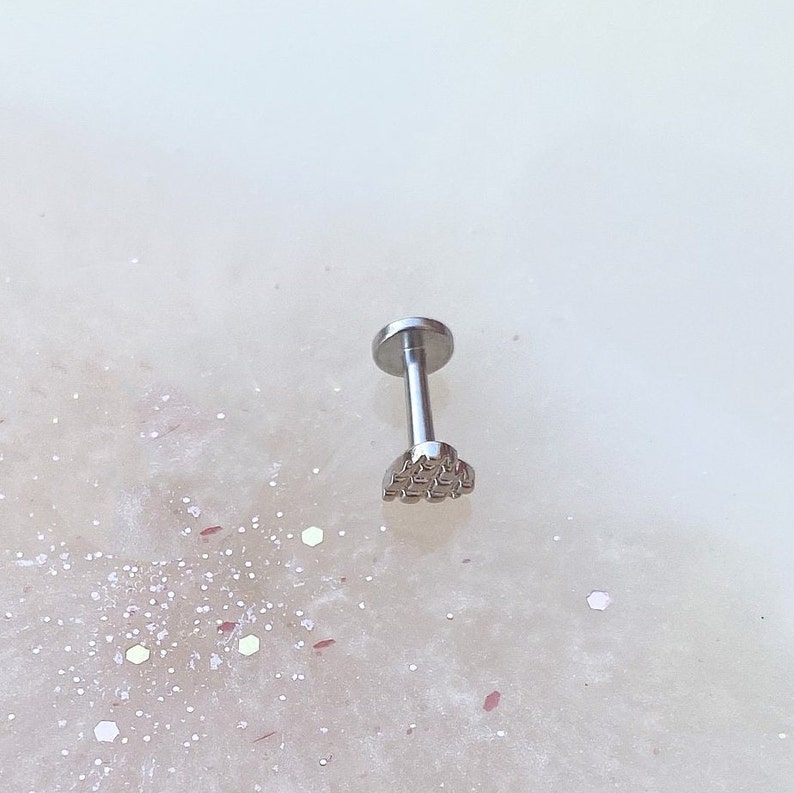 Implant Grade Titanium Silver Heart Labret for Cartilage - Etsy