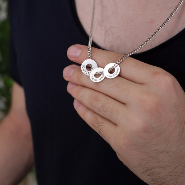 Circle Pendant With Names for Men - Etsy