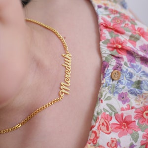 Child Name Necklace With Curb Chain, Baby Name Necklace, Kids Name ...