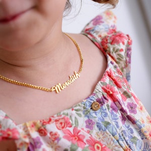 Child Name Necklace With Curb Chain, Baby Name Necklace, Kids Name ...