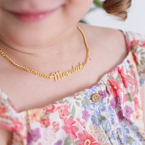 Child Name Necklace With Curb Chain, Baby Name Necklace, Kids Name ...