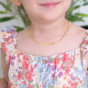 Child Name Necklace With Curb Chain, Baby Name Necklace, Kids Name ...