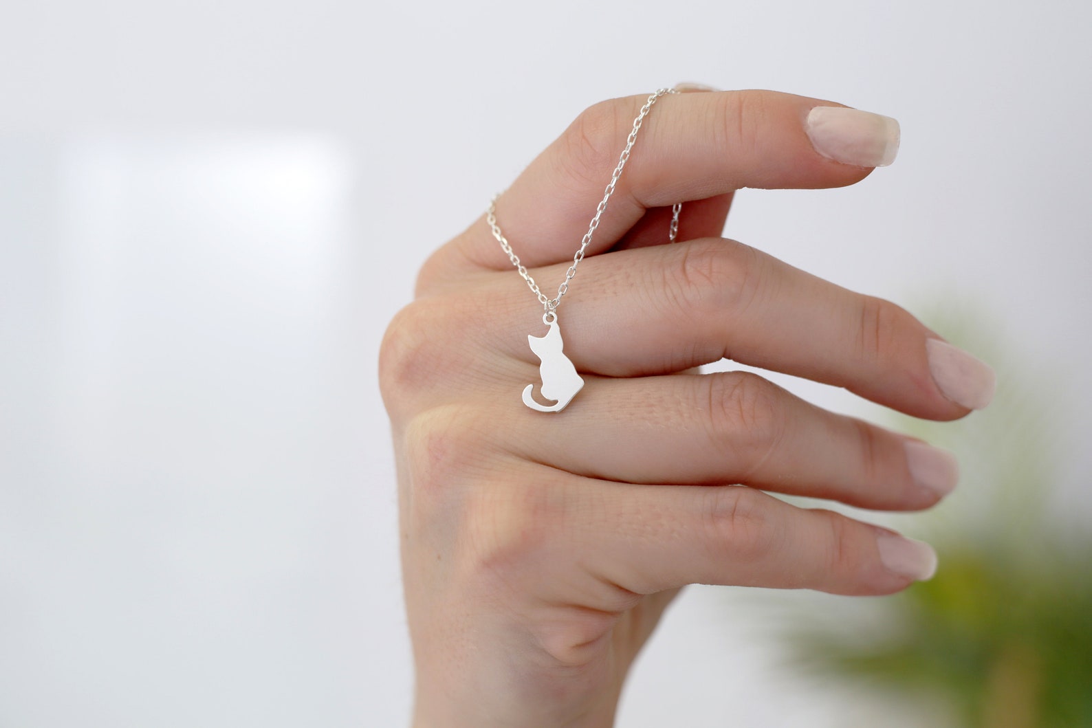 Sterling Silver Cat Necklace Tiny Kitty Cat Pendant Dainty - Etsy