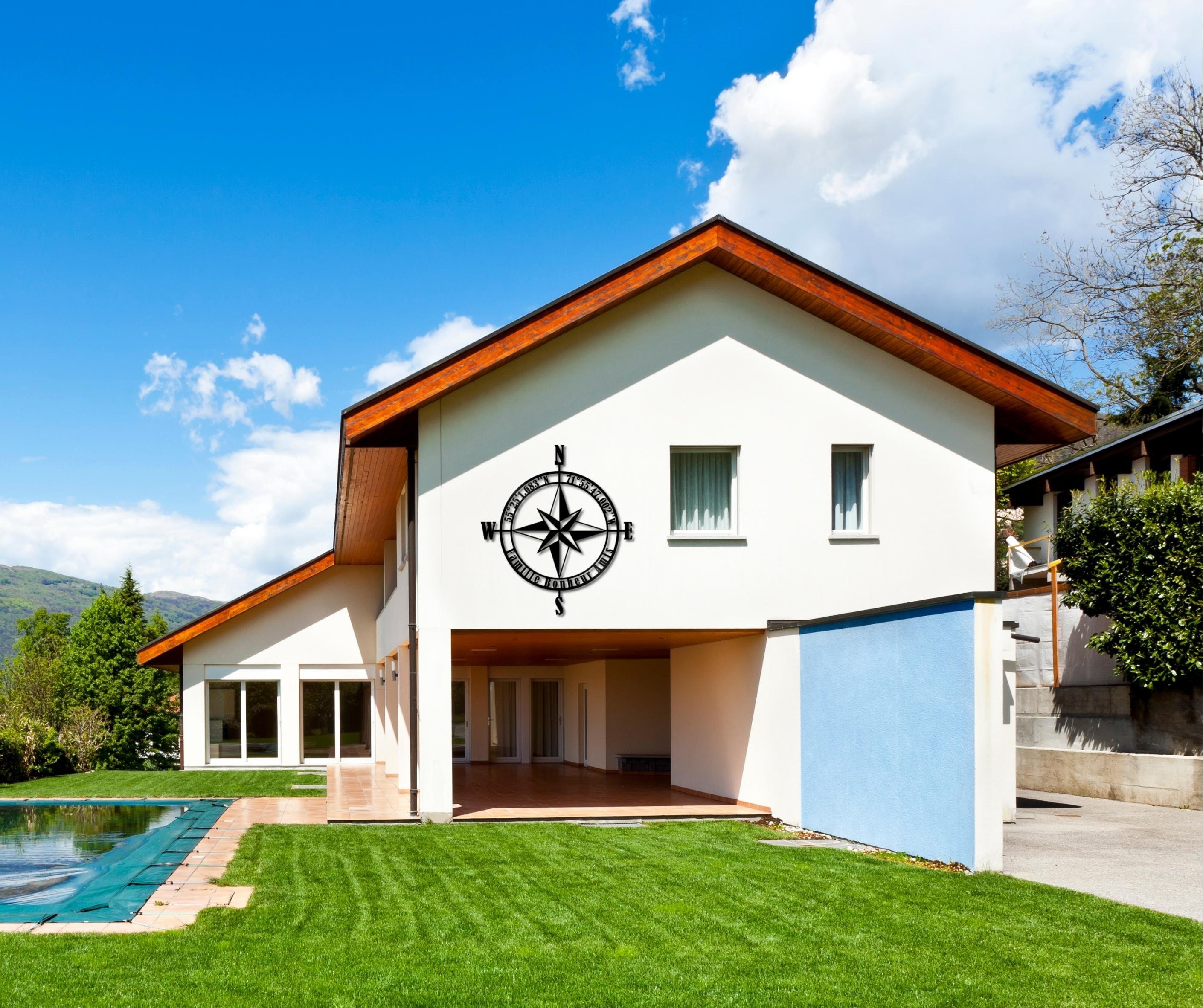 Metal Nautical Compass Rose Personalized GPS Coordinates | Etsy