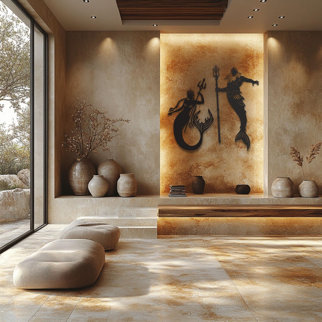 Mermaid Merman Metal Wall Art- Mythological Love Themed Stylish Wall ...