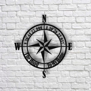 Personalized Compass Metal Decor Metal Wall Art Nautical | Etsy