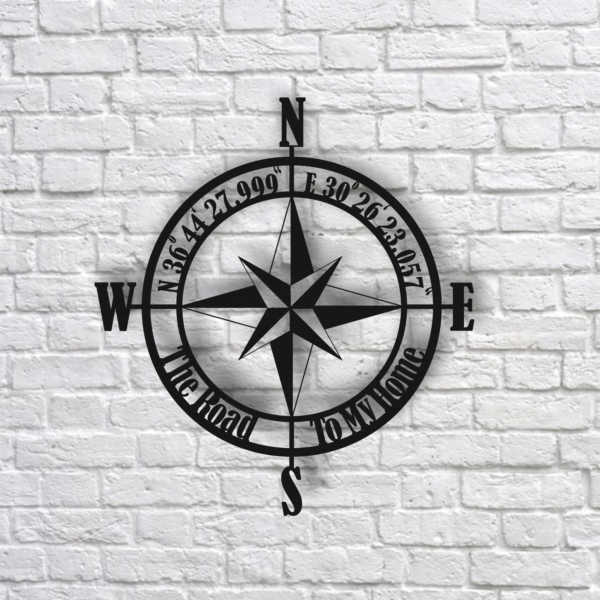 Personalized Compass Metal Sign Custom Coordinates Sign | Etsy