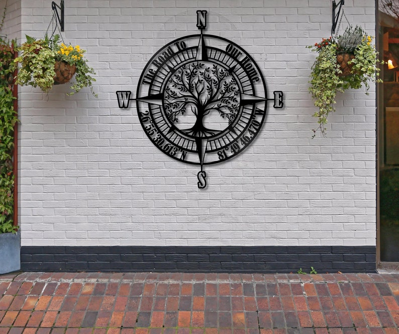 Personalized Life Tree Compass Sign Metal Compass Wall Art - Etsy