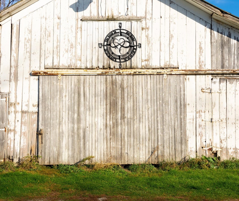 Personalized Infinity Heart Compass Sign Metal Compass Wall - Etsy