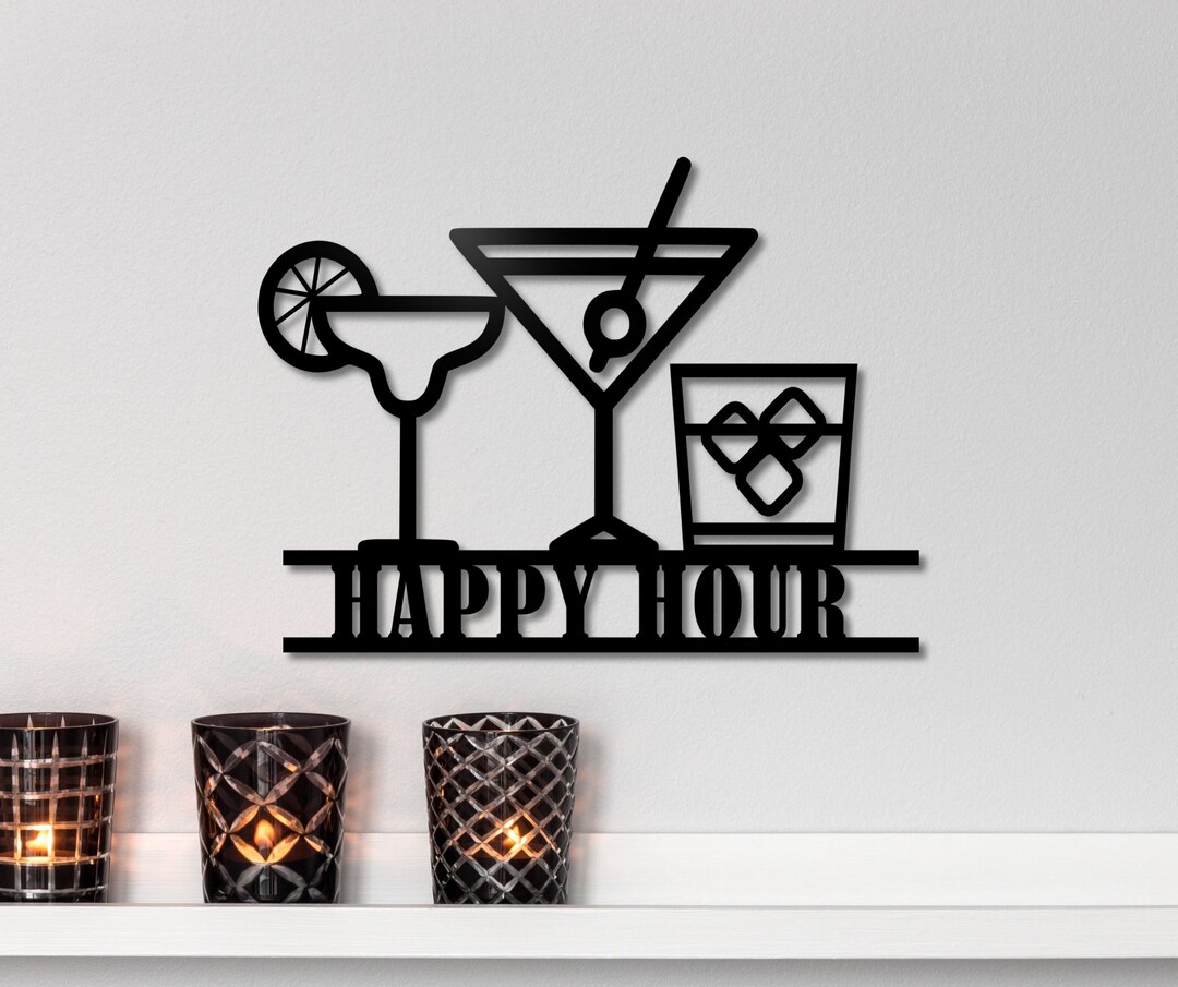 Bar Wall Decor , Metal Wall Art , Custom Bar Sign , Happy Hour Sign ...