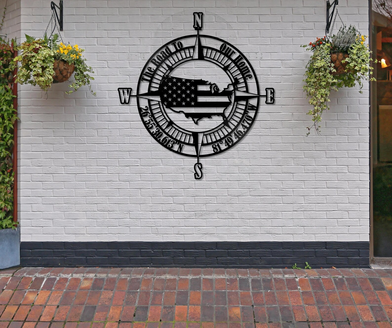 American Map Compass Metal Sign Personalized Metal Compass - Etsy