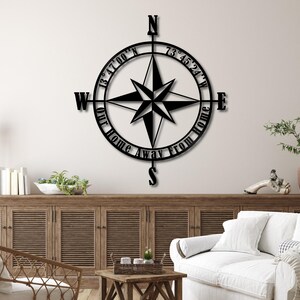 Metal Nautical Compass Rose , Personalized GPS Coordinates , Wall ...