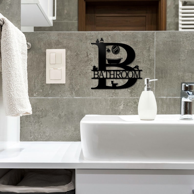 Bathroom Wall Art Metal Bathroom Sign for Modern Home - Etsy