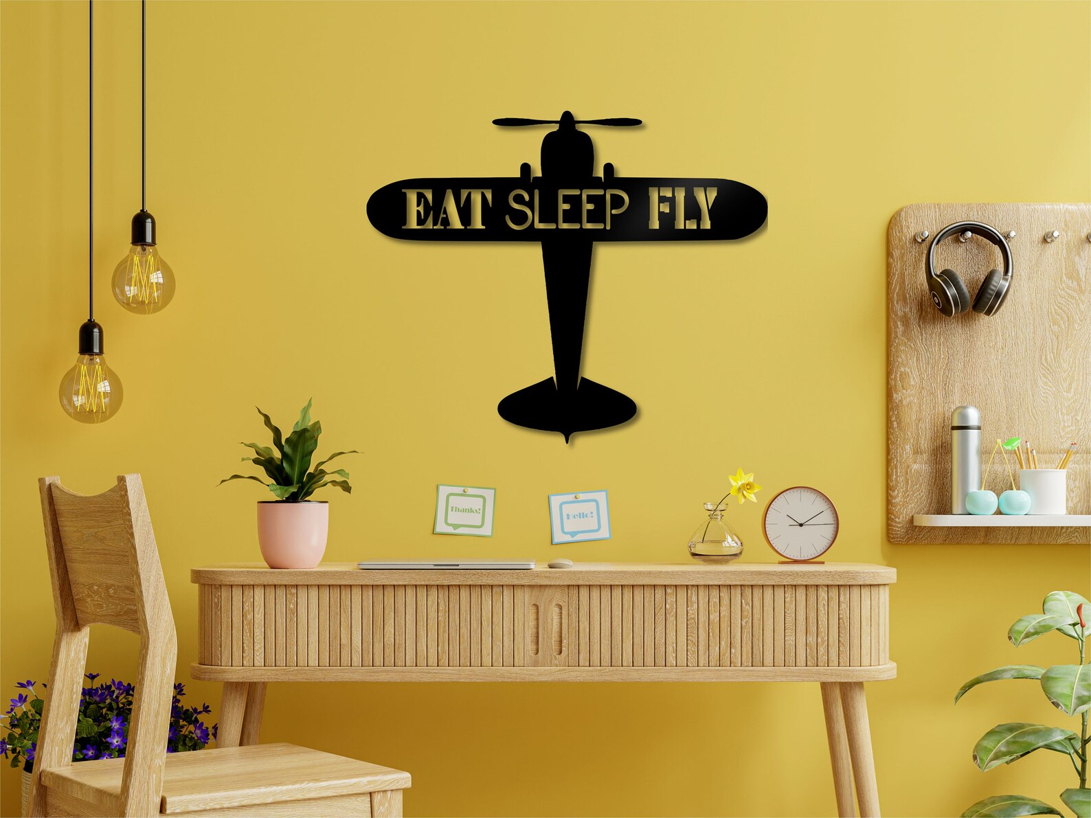 Airplane Metal Wall Art Eat Sleep Fly Sign Decoration for - Etsy
