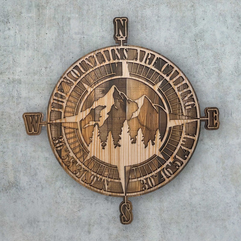 Wooden Compass Wall Art - Etsy