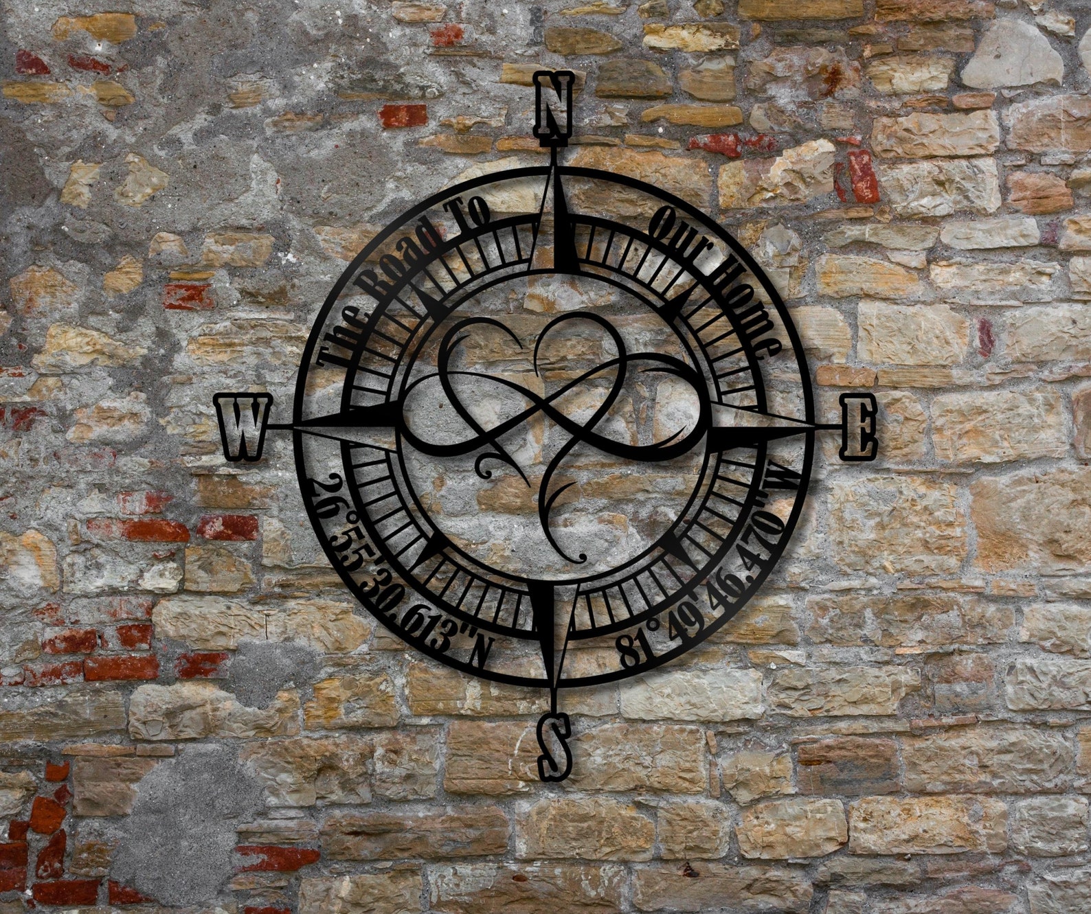 Personalized Infinity Heart Compass Sign Metal Compass Wall - Etsy