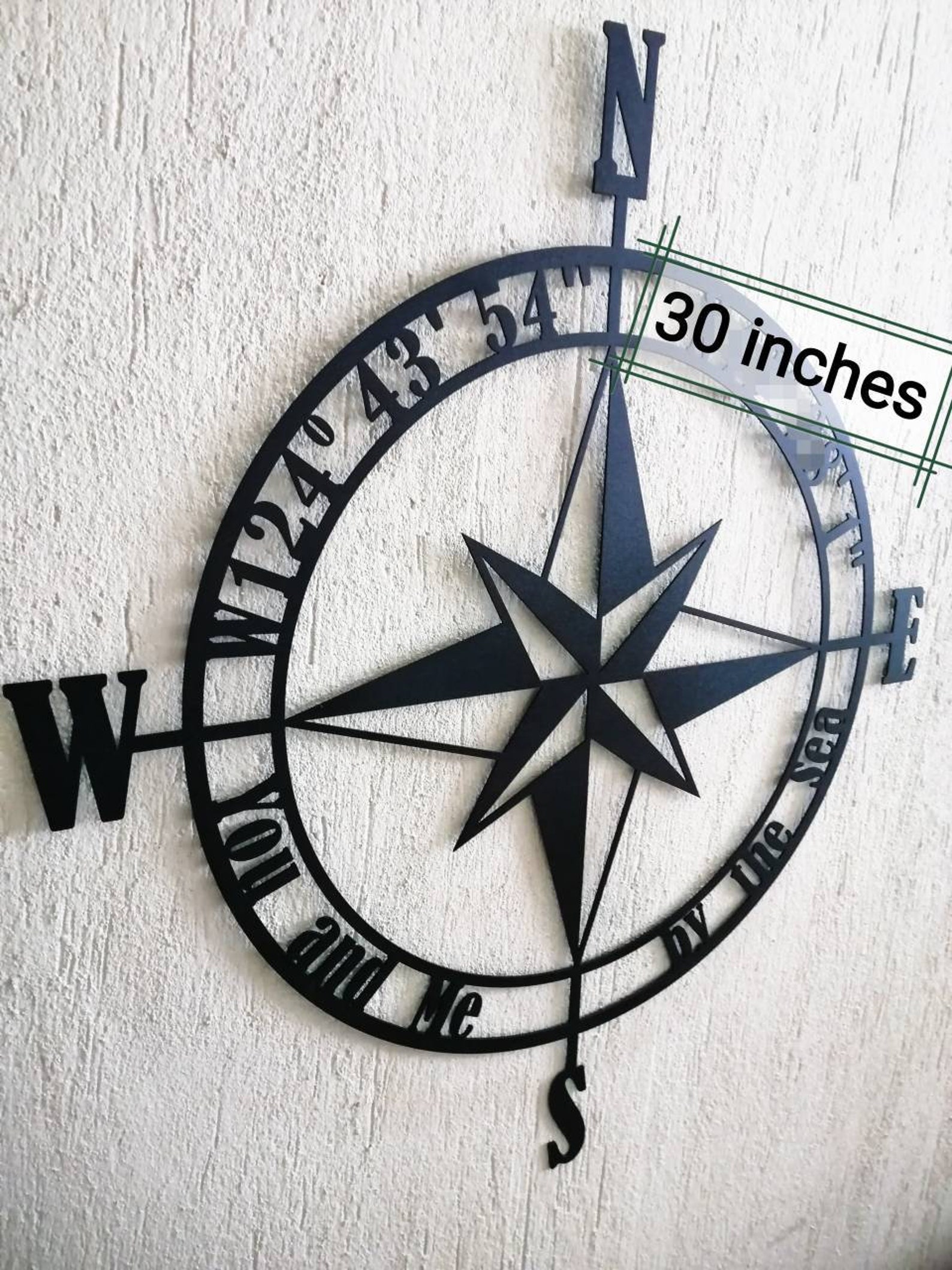Personalized Compass Metal Decor Metal Wall Art Nautical | Etsy