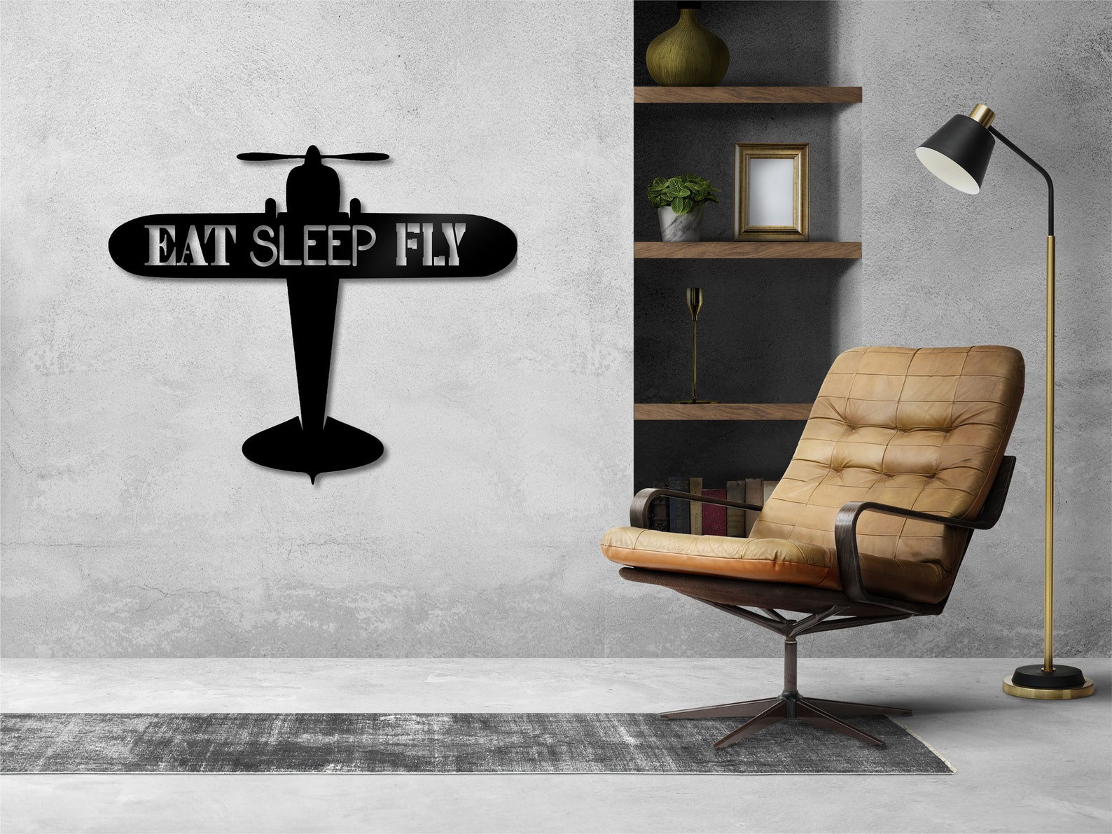 Airplane Metal Wall Art Eat Sleep Fly Sign Decoration for - Etsy