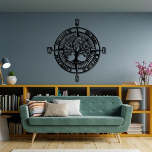 Personalized Life Tree Compass Sign , Outdoor Home Decor , Metal ...