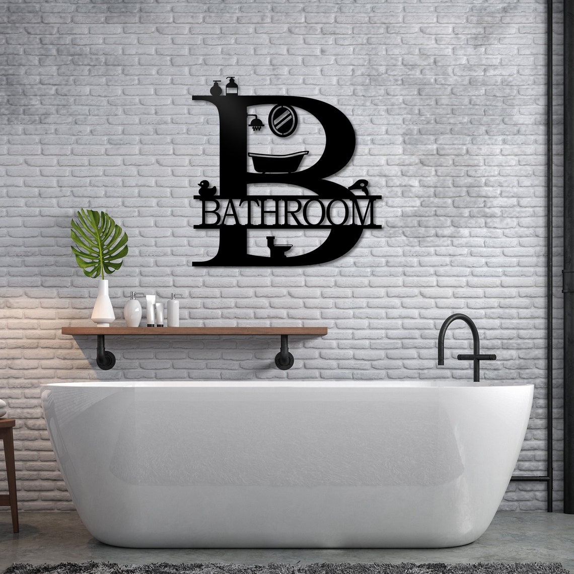Bathroom Wall Art Metal Bathroom Sign for Modern Home - Etsy