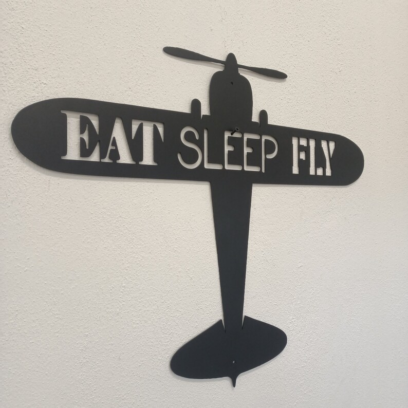 Airplane Metal Wall Art Eat Sleep Fly Sign Decoration for - Etsy