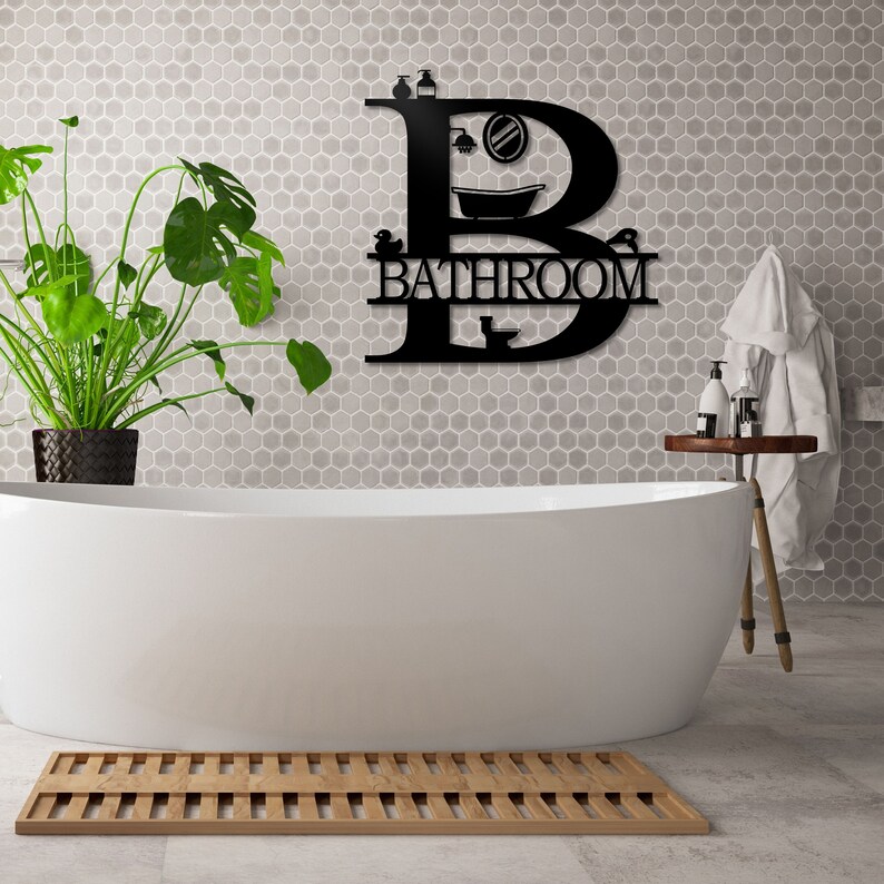 Bathroom Wall Art Metal Bathroom Sign for Modern Home - Etsy