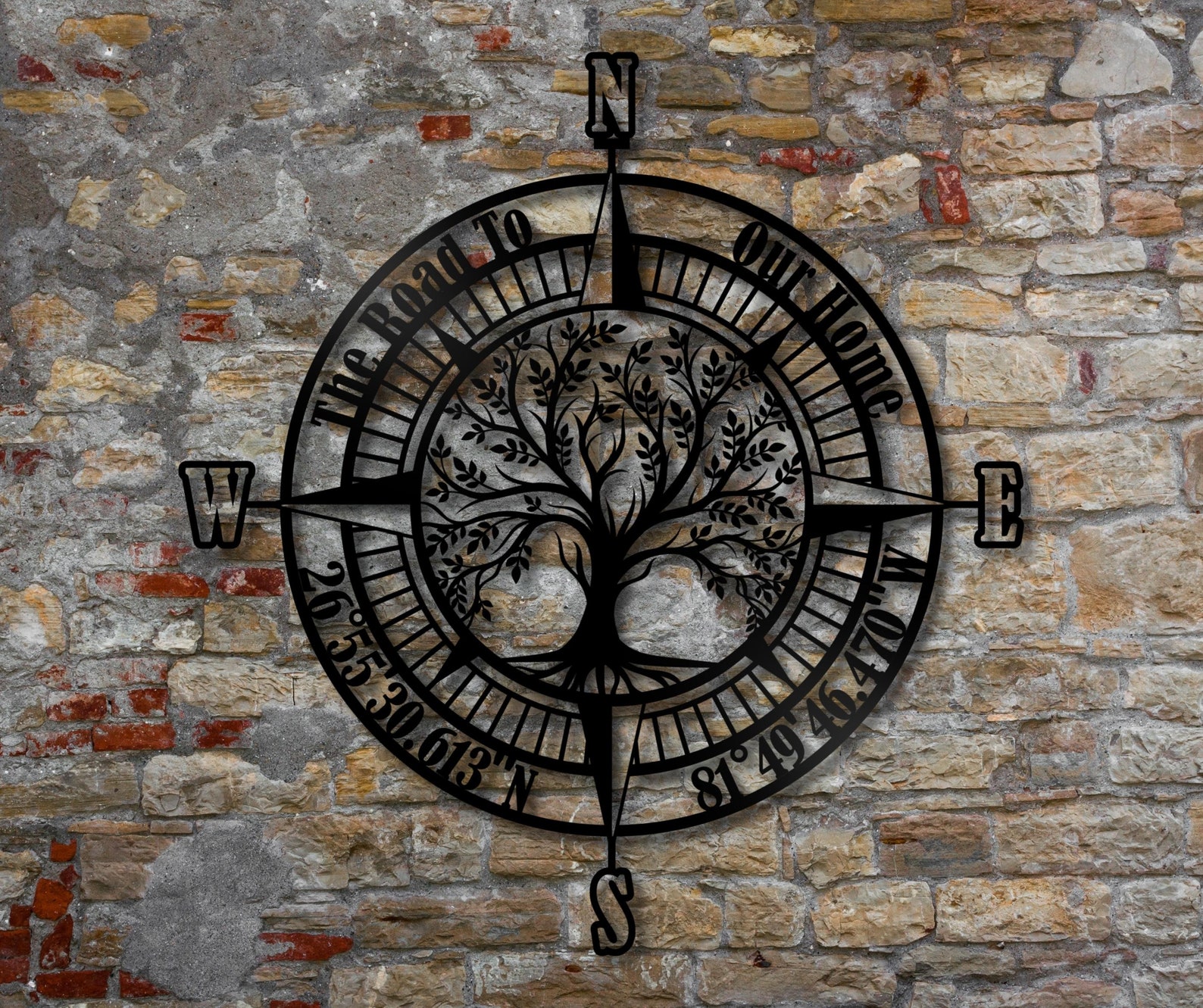 Personalized Life Tree Compass Sign Metal Compass Wall Art - Etsy