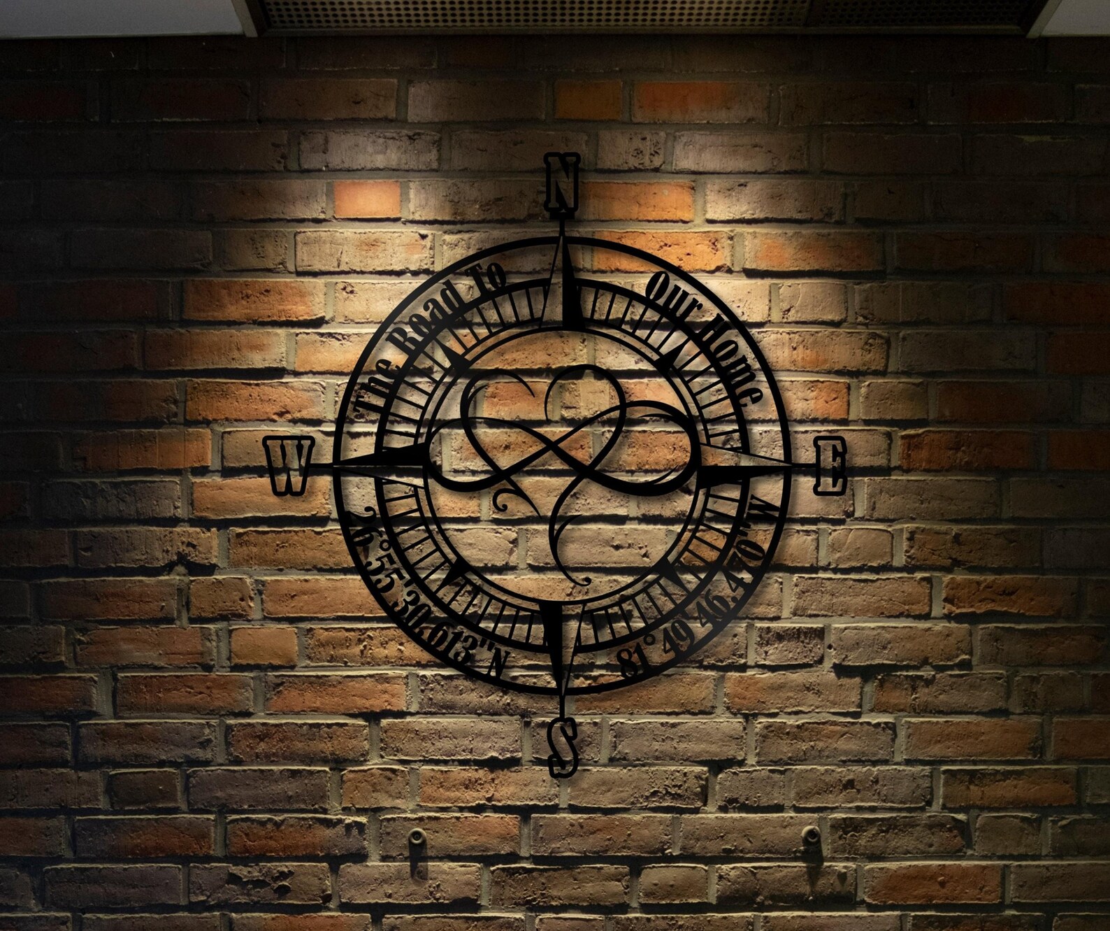 Personalized Infinity Heart Compass Sign Metal Compass Wall - Etsy