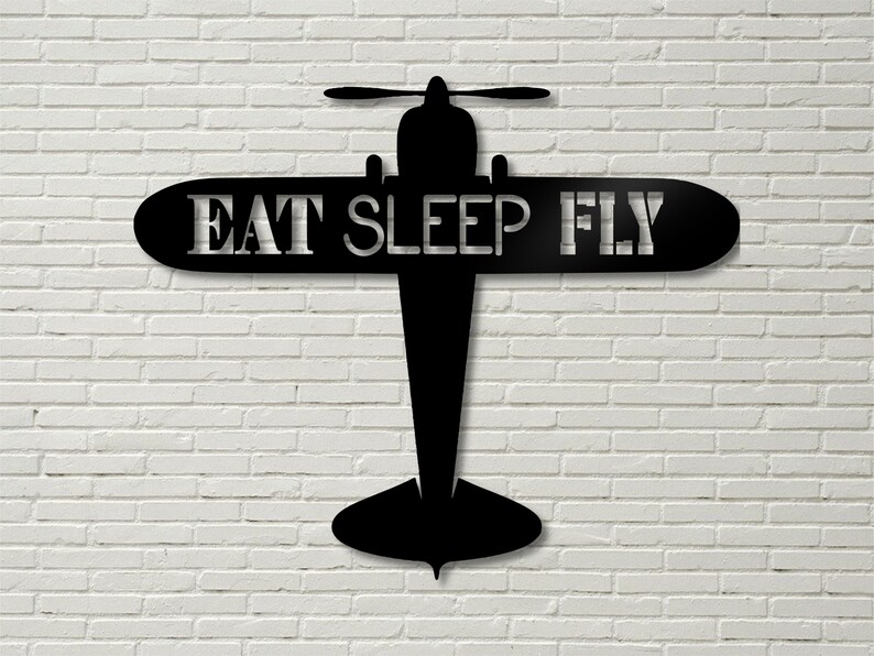 Airplane Metal Wall Art Eat Sleep Fly Sign Decoration for - Etsy