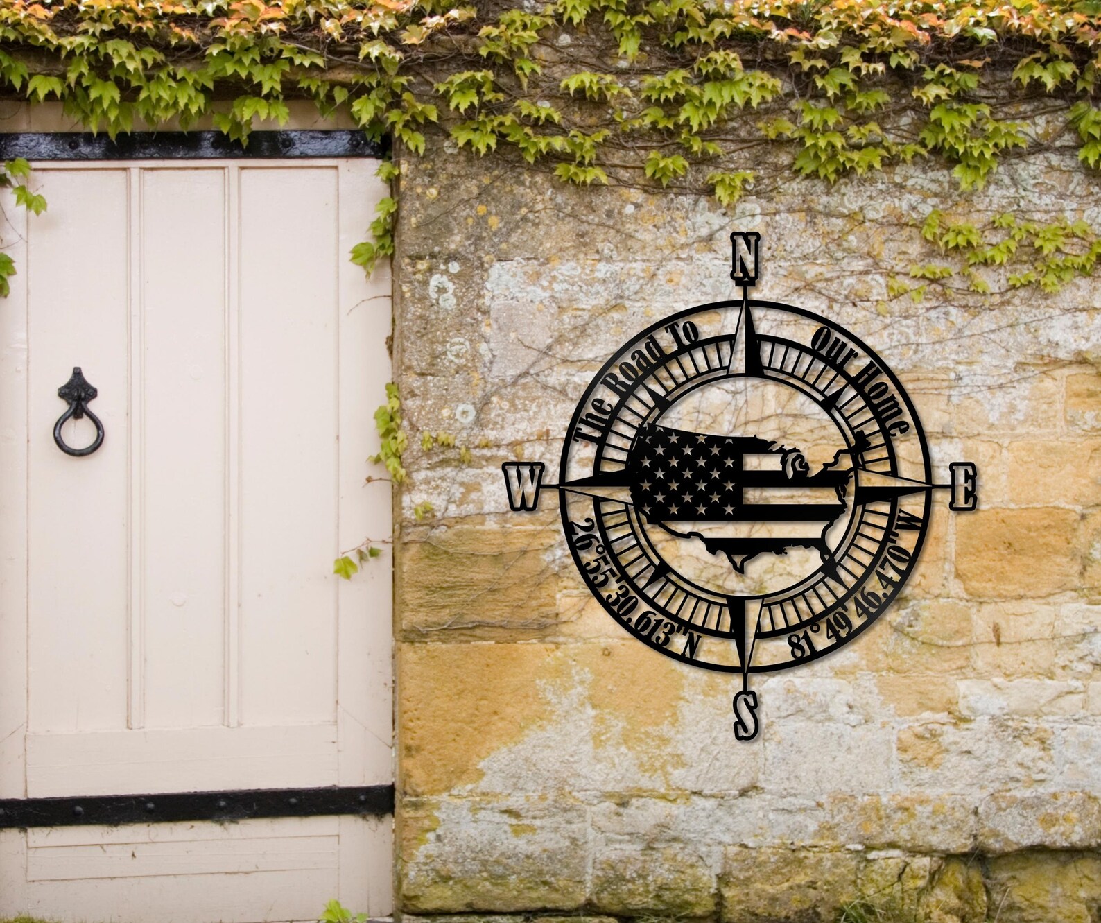 American Map Compass Metal Sign Personalized Metal Compass - Etsy