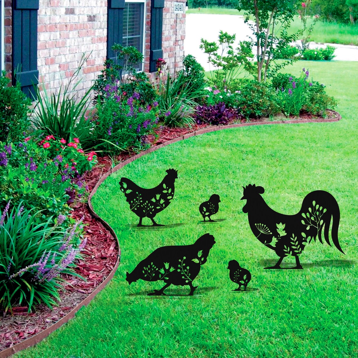 Chicken Yard Metal Art Set of 5 Floral Chicken Decor Metal | Etsy