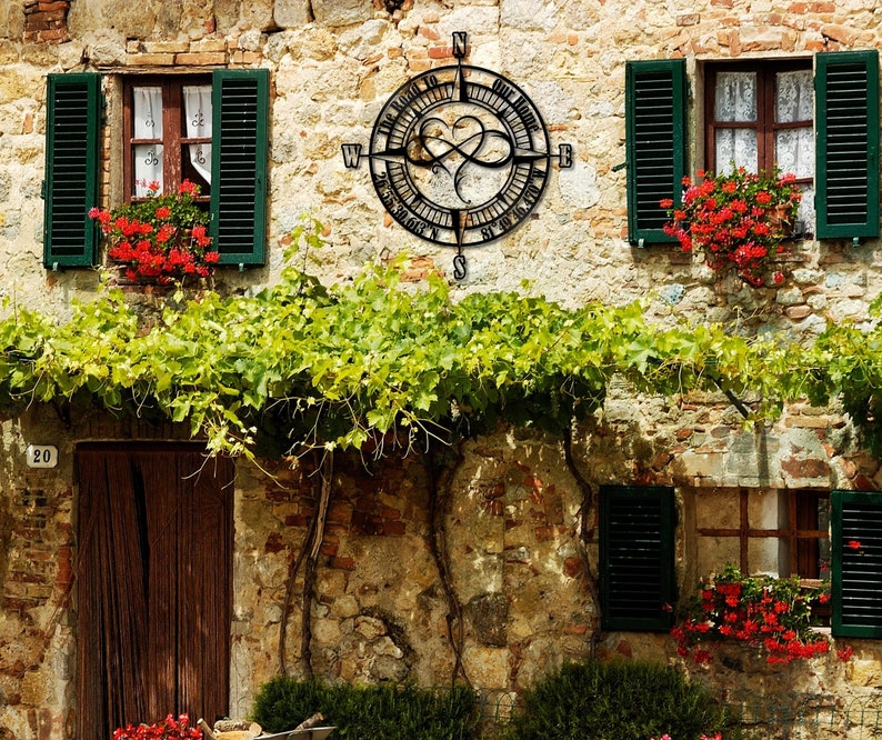 Personalized Infinity Heart Compass Sign Metal Compass Wall - Etsy