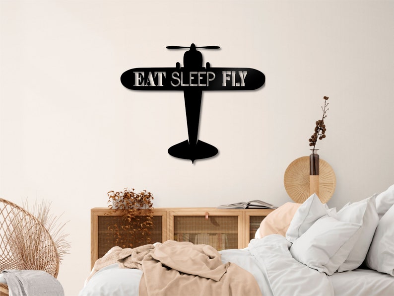 Airplane Metal Wall Art: Eat Sleep Fly Sign, Pilot Gift - Etsy