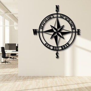 Metal Compass Wall Art , Outdoor Home Decor , Personalized Outdoor ...