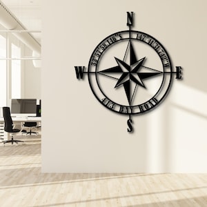 Personalized Compass Metal Decor , Metal Wall Art , Nautical Decor ...