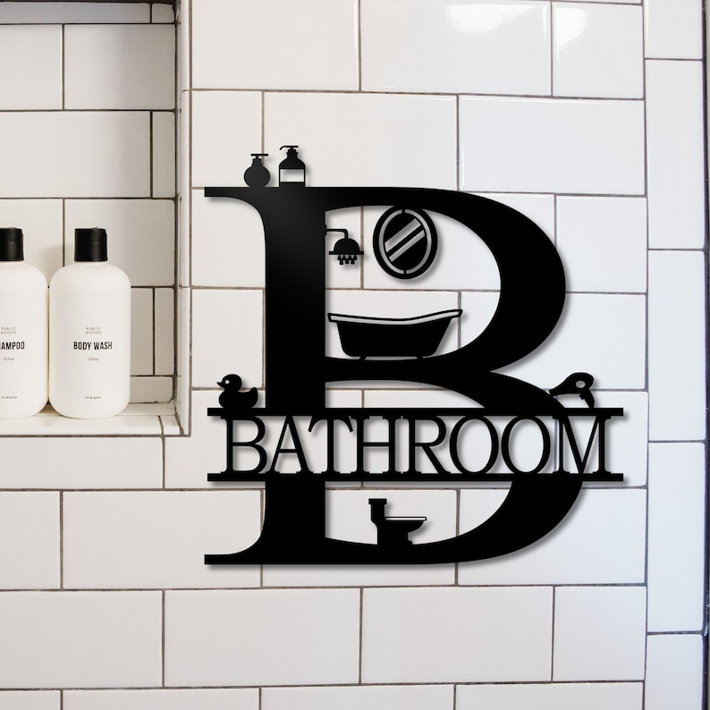 Bathroom Wall Art Metal Bathroom Sign for Modern Home - Etsy