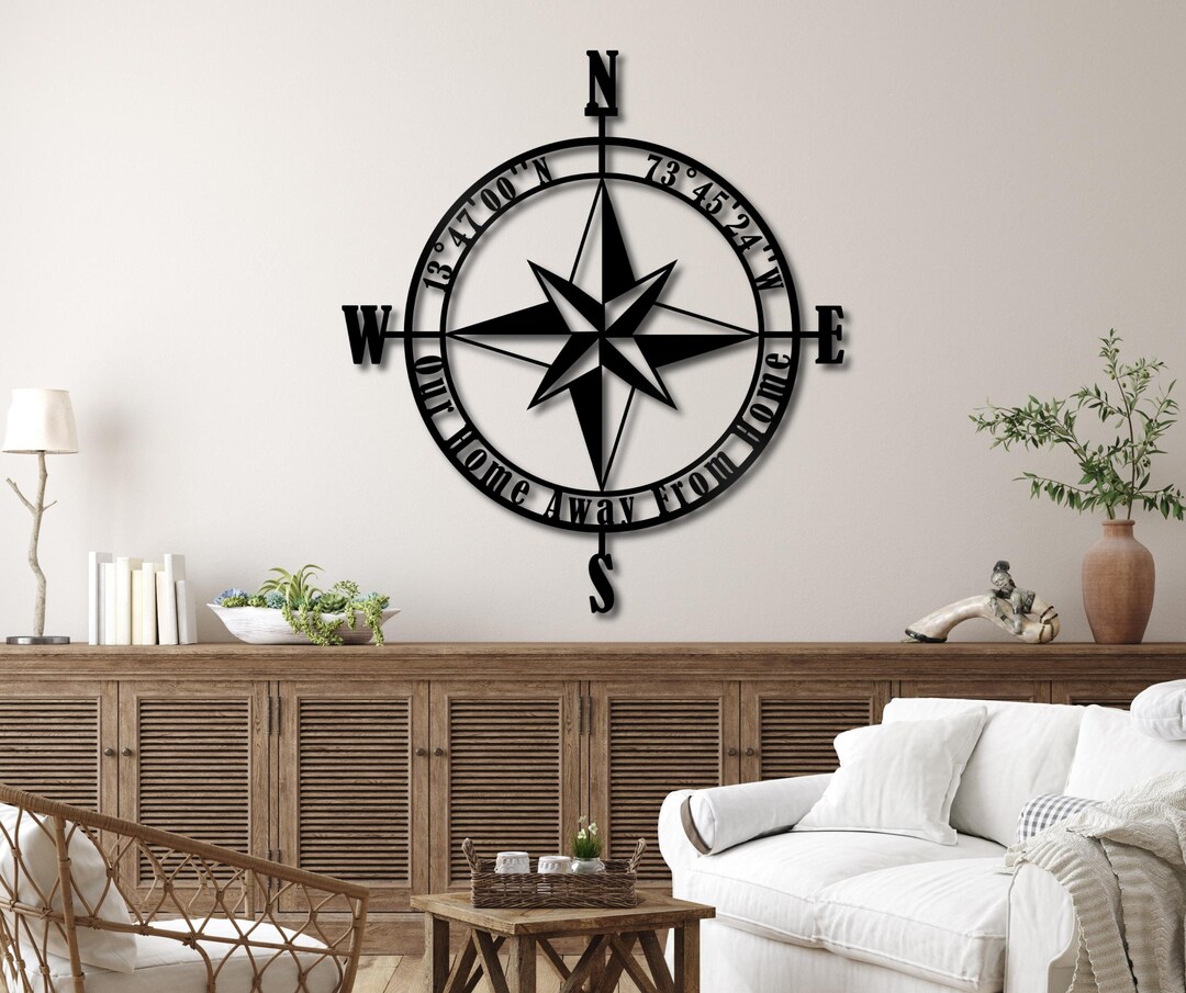 Personalized Compass Metal Decor , Metal Wall Art , Nautical Decor ...