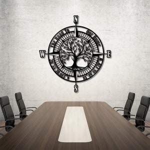 Personalized Life Tree Compass Metal Wall Art - Custom Outdoor Home ...