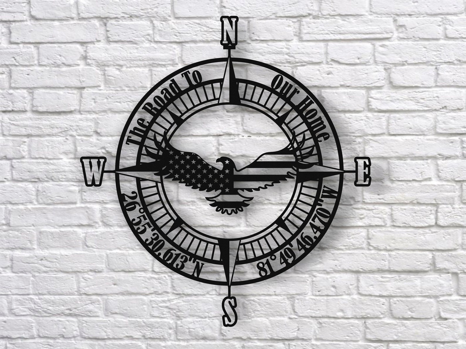 Compass Metal Sign American Eagle Personalized Metal Compass | Etsy