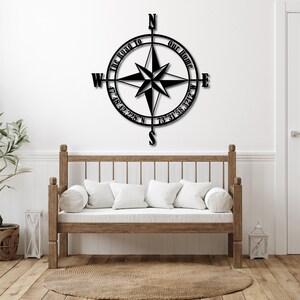 Metal Compass Wall Art , Outdoor Home Decor , Personalized Outdoor ...