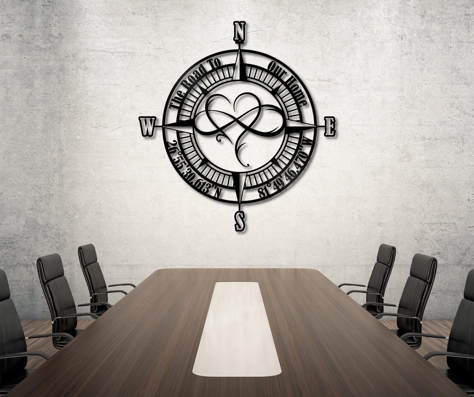 Personalized Infinity Heart Compass Sign Metal Compass Wall - Etsy