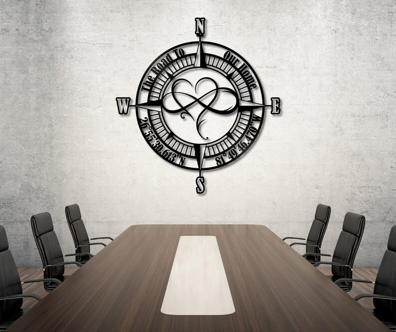Personalized Infinity Heart Compass Sign Metal Compass Wall - Etsy