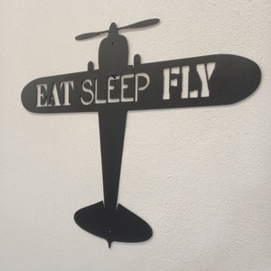 Airplane Metal Wall Art: Eat Sleep Fly Sign, Pilot Gift - Etsy