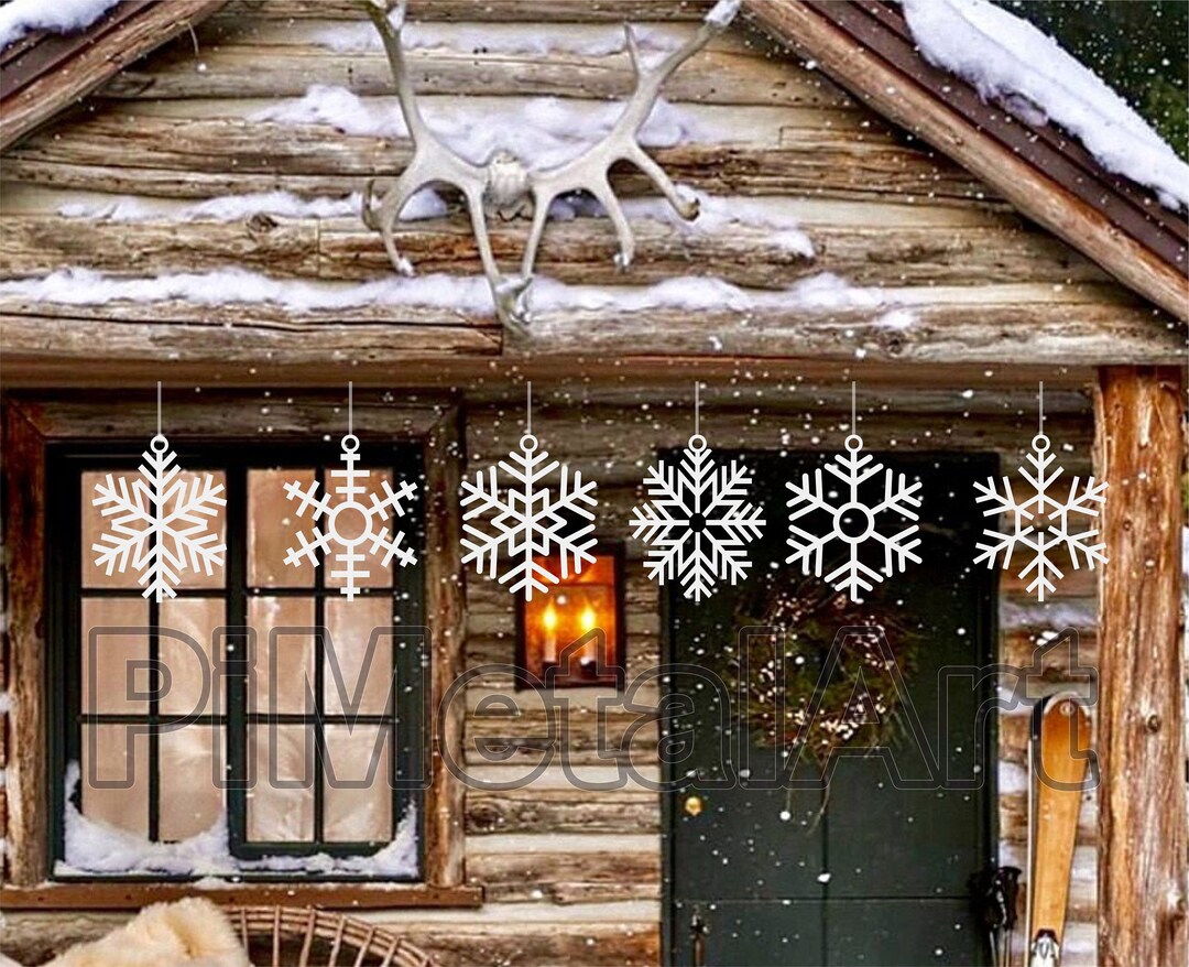 Snowflake Porch Decor for Christmas , 6 Pcs Snowflake Yard Art , Metal ...