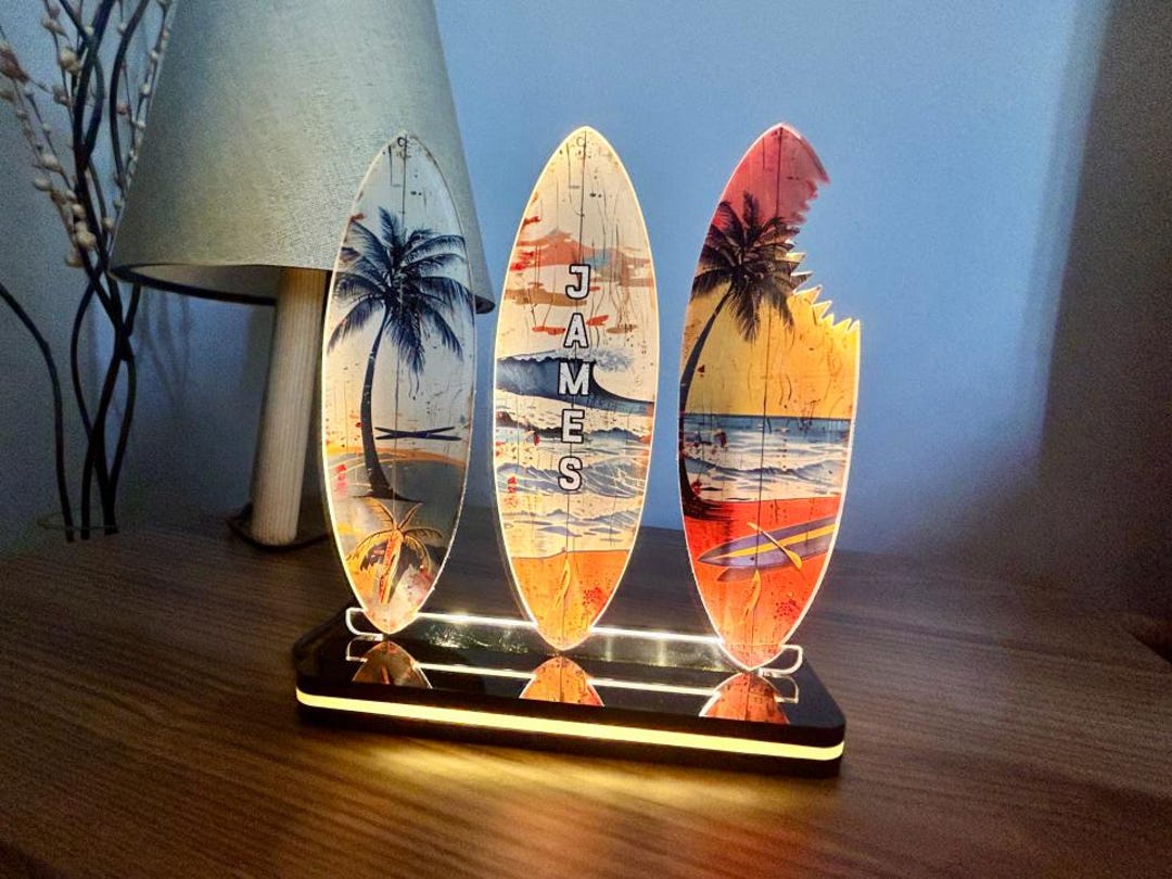 Surf Night Light, Custom Name Night Lamp, Surf Lover Gift , Slider ...
