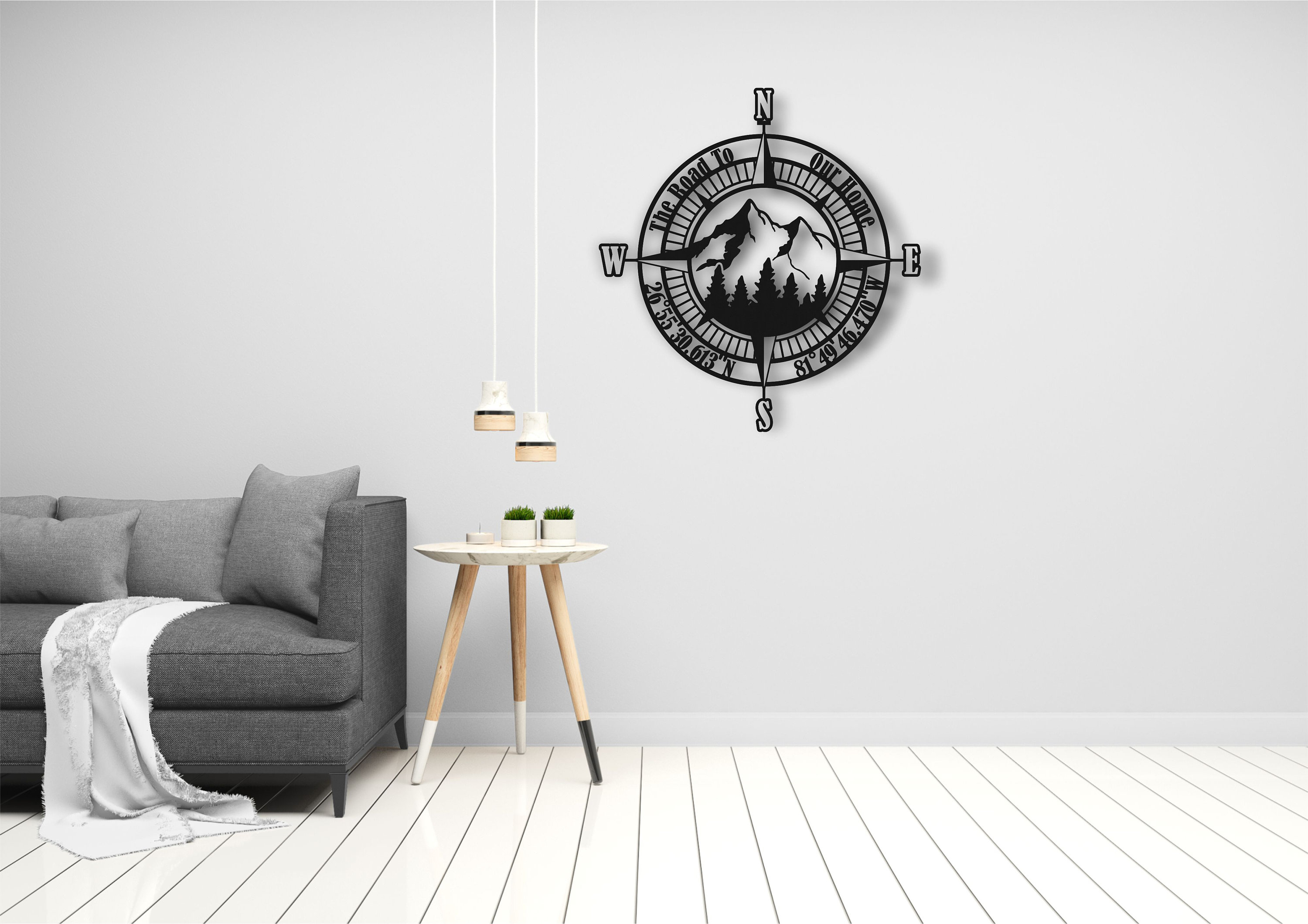 Custom Metal Compass Coordinates Sign Mountain Metal Sign | Etsy