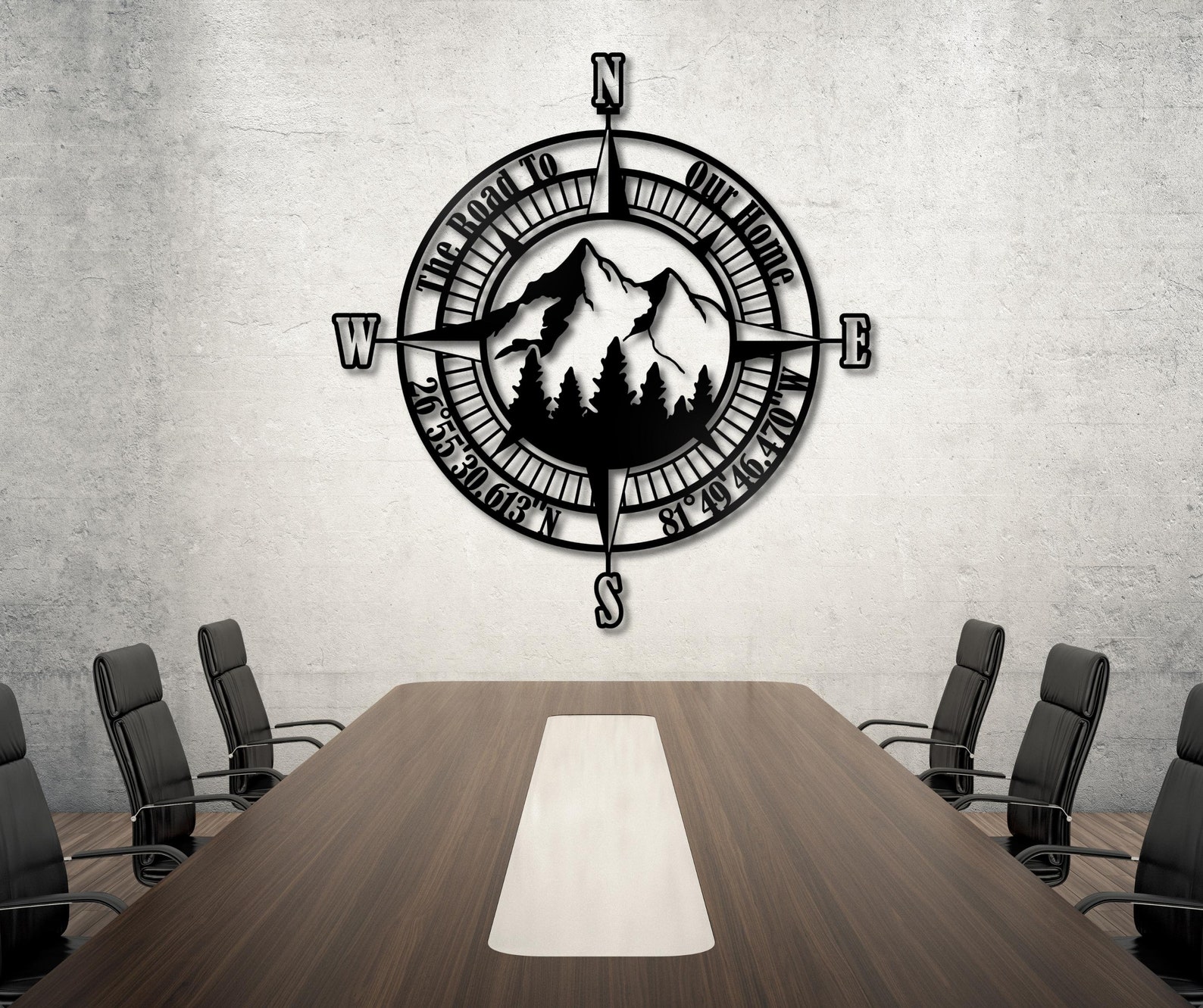 Custom Metal Compass Coordinates Sign Mountain Metal Sign - Etsy