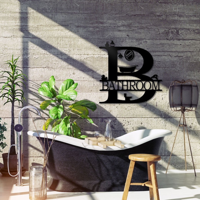 Bathroom Wall Art Metal Bathroom Sign for Modern Home - Etsy