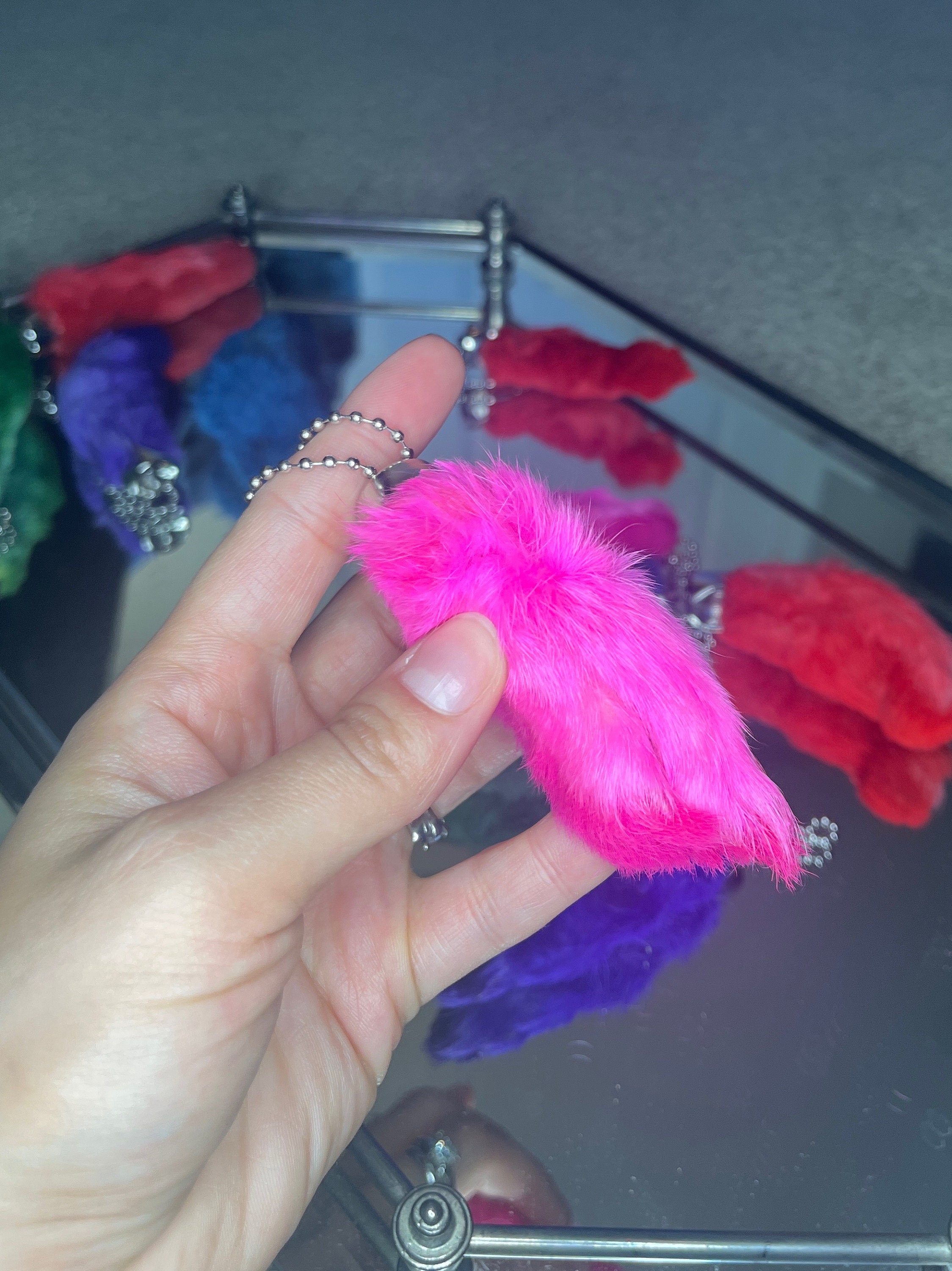 GENUINE One (1) Real Lucky Rabbit’s Foot Keychain Pink Red Purple Blue ...