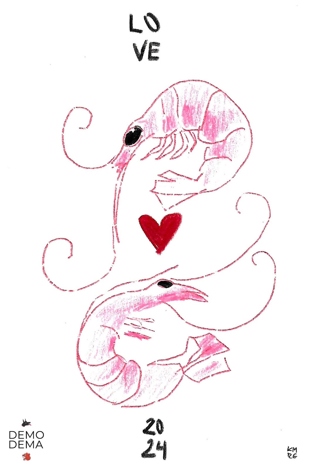 Shrimp Love by Karolina Dema Digital Download Anniversary Fun Card Gift ...